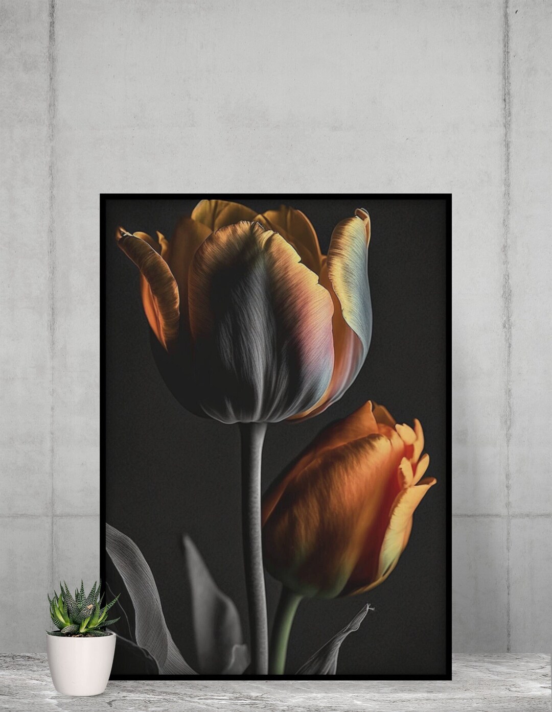 Tulip Digital Art Print in Charcoal Style - Etsy