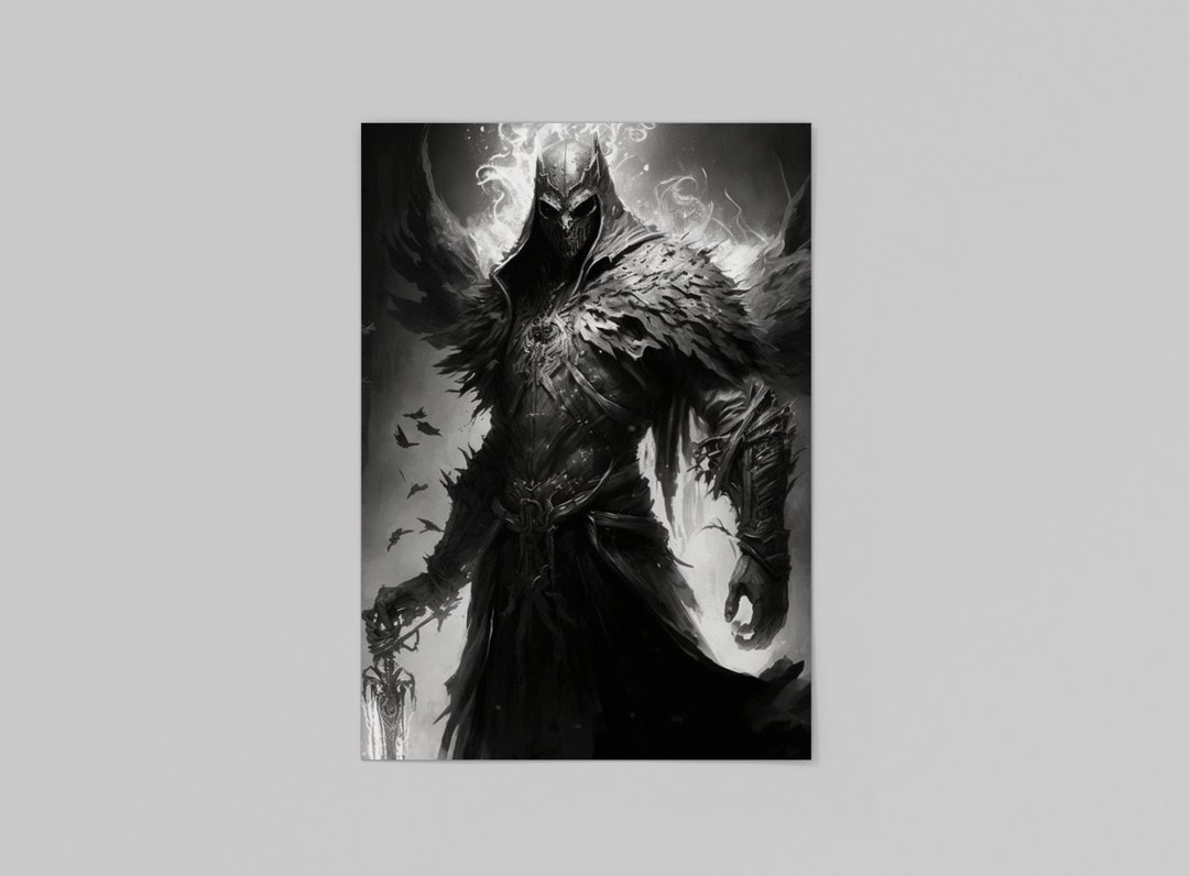 Death Mage Digital Art Print in Charcoal Style - Etsy