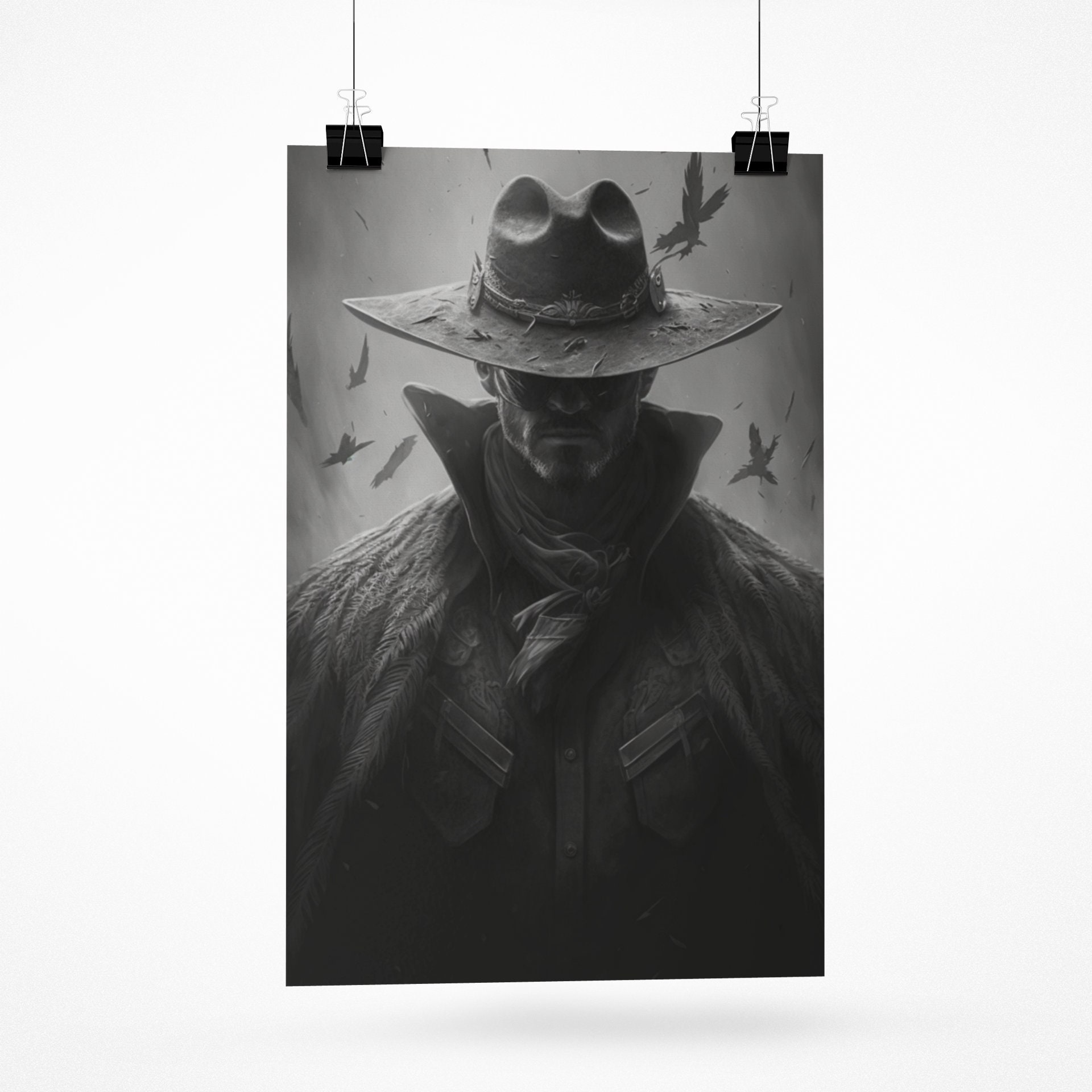Outlaw Digital Art Print in Charcoal Style - Etsy