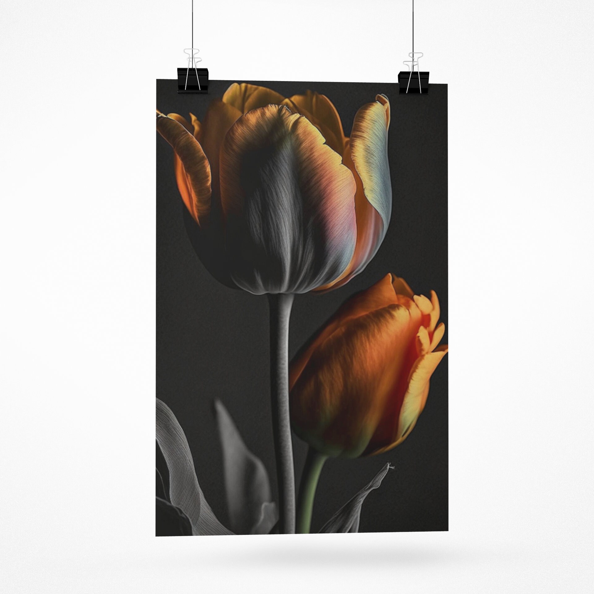 Tulip Digital Art Print in Charcoal Style - Etsy