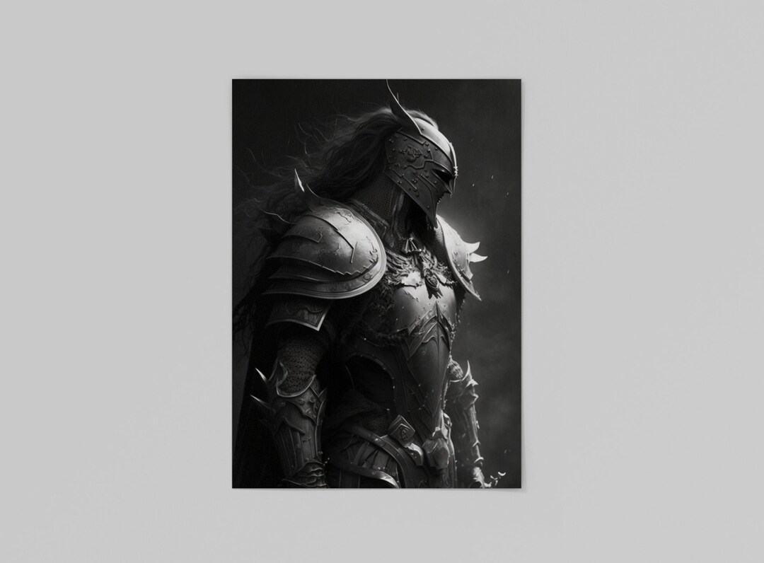 Majestic Knight Digital Art Print in Charcoal Style - Etsy