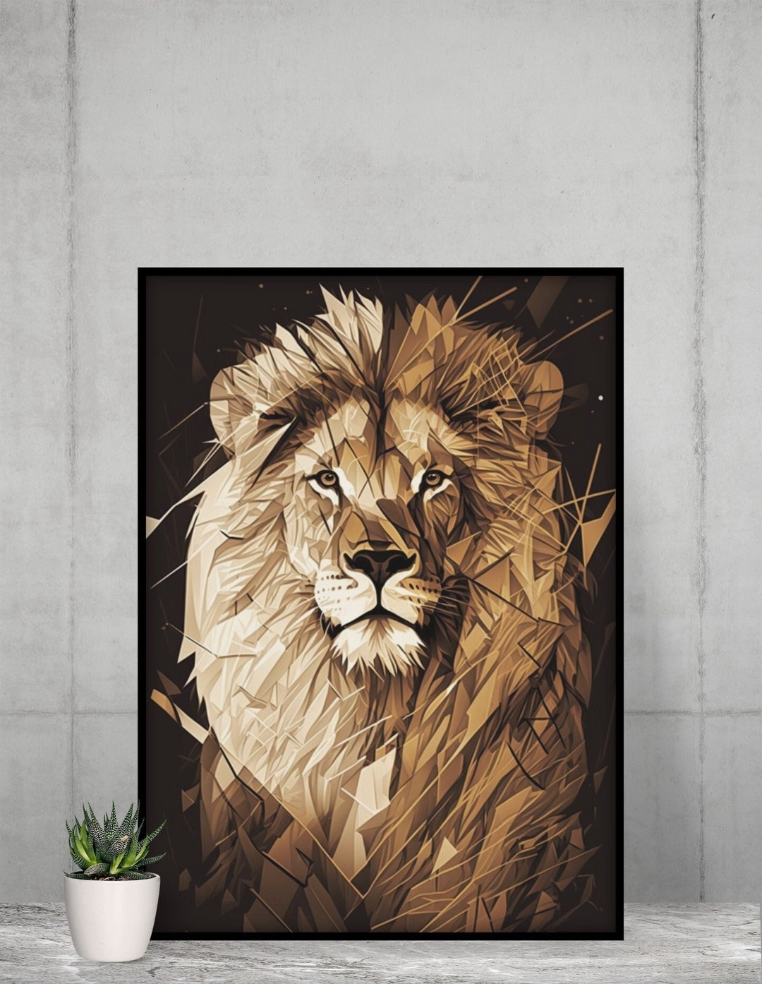 Lion Digital Art Print in Geometric Style - Etsy