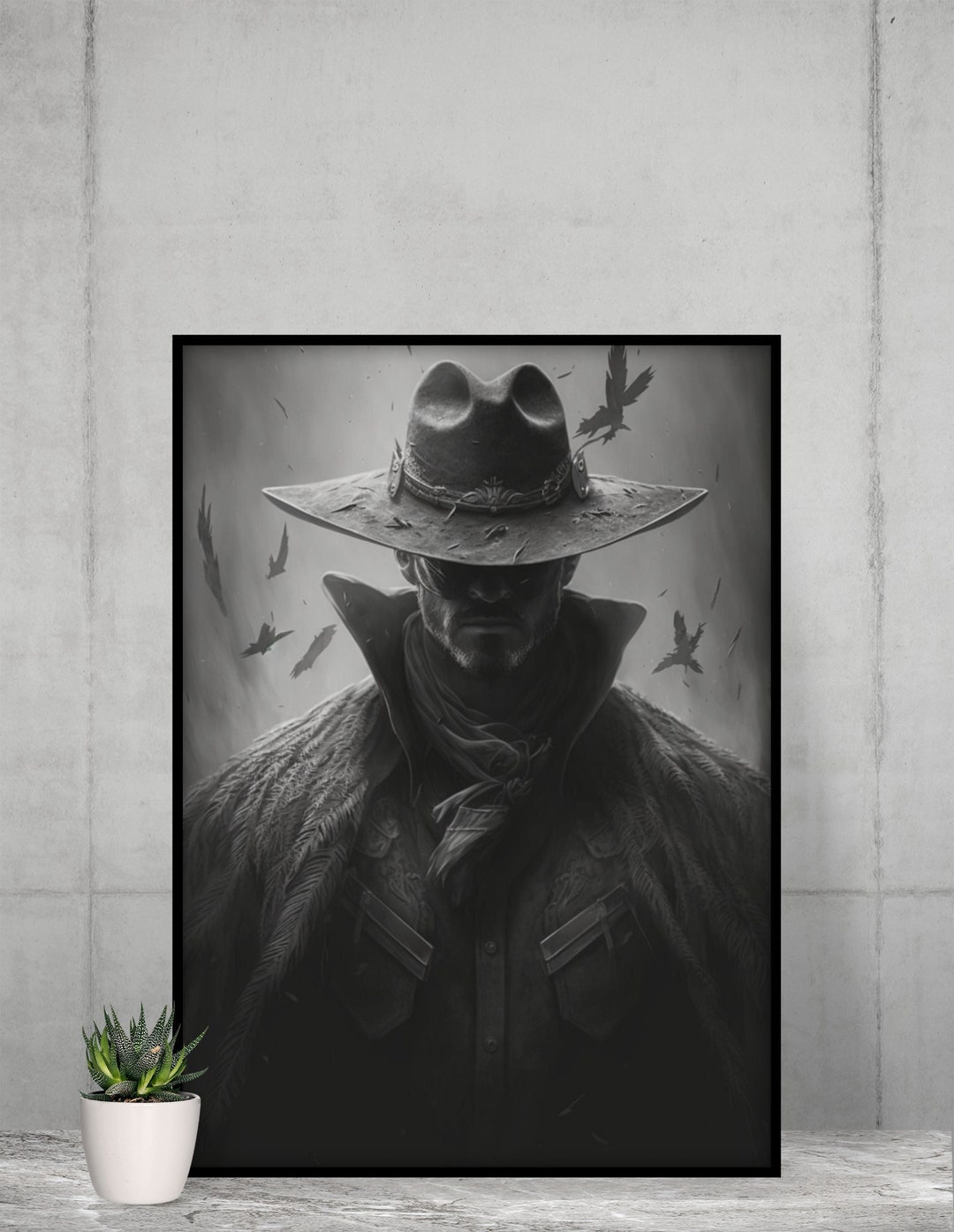 Outlaw Digital Art Print in Charcoal Style - Etsy