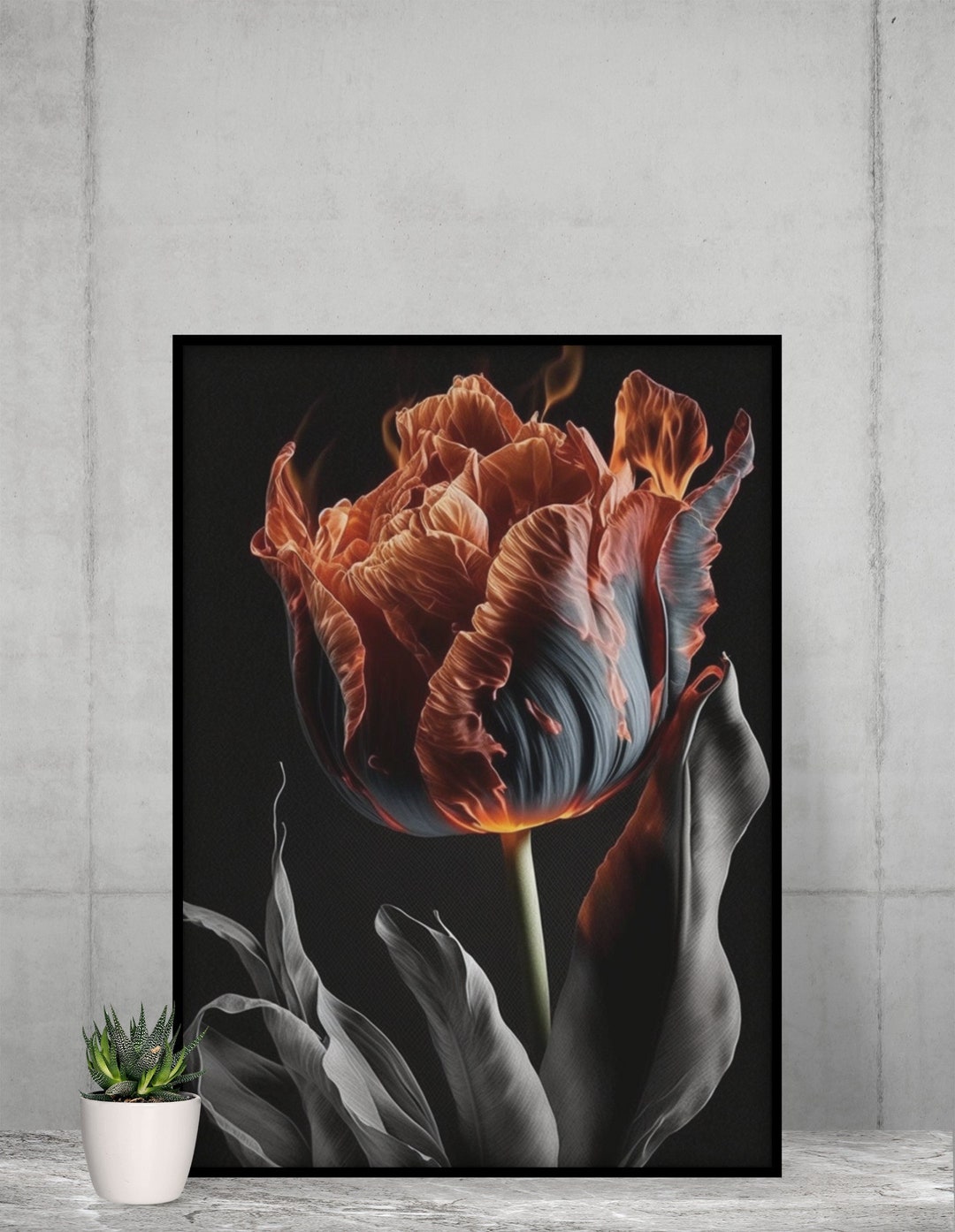 Tulip Digital Art Print in Charcoal Style - Etsy