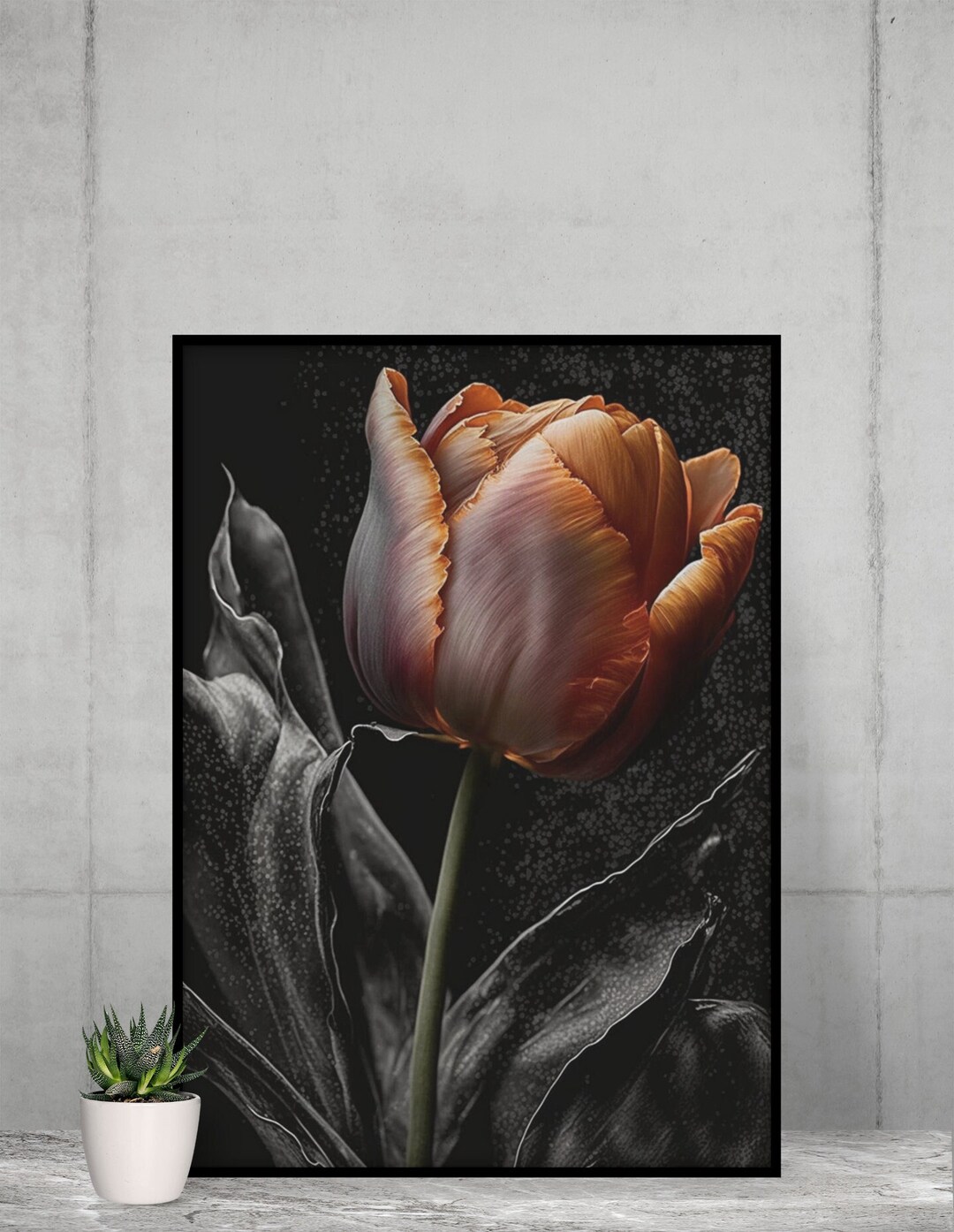 Tulip Digital Art Print in Charcoal Style - Etsy