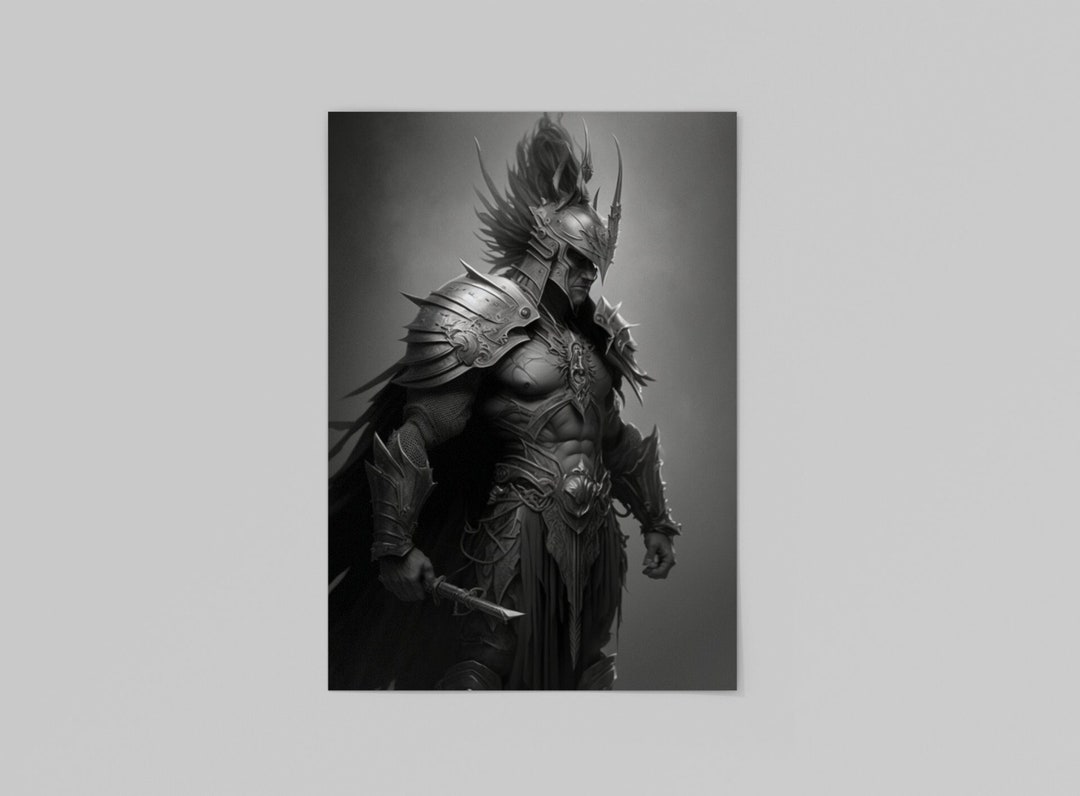 Armored Rogue Digital Art Print in Charcoal Style - Etsy