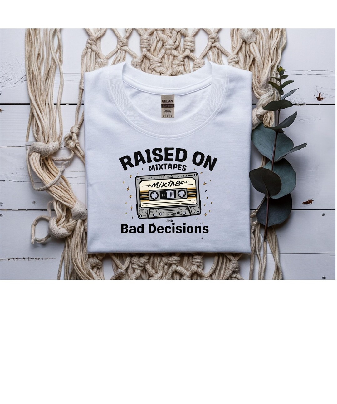 Raised on Mixtapes and Bad Decisions PNG, Retro Cassette Tape Funny Gen ...