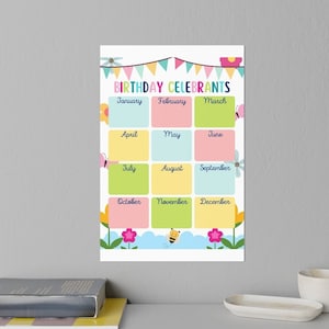 Student Classroom Birthdays Chart Birthday Poster Class - Etsy