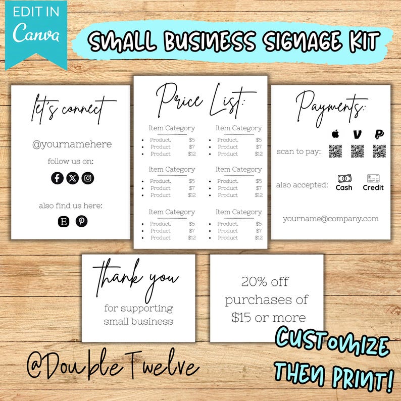 Small Business Signs Bundle, Instant Editable Canva Template, Flea ...