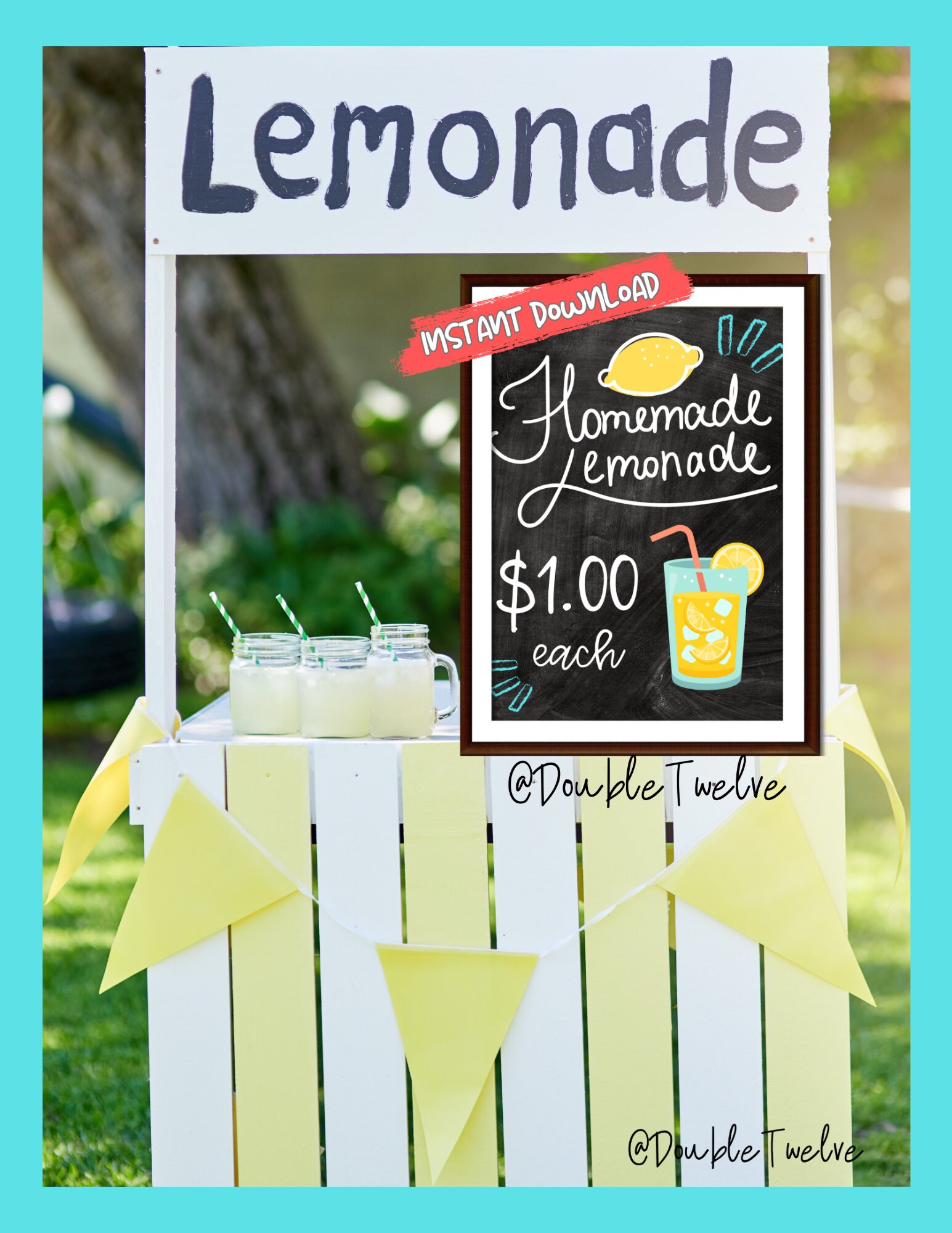Lemonade Stand Sign, Food Truck, Farmer's Market, Vendor Booth ...