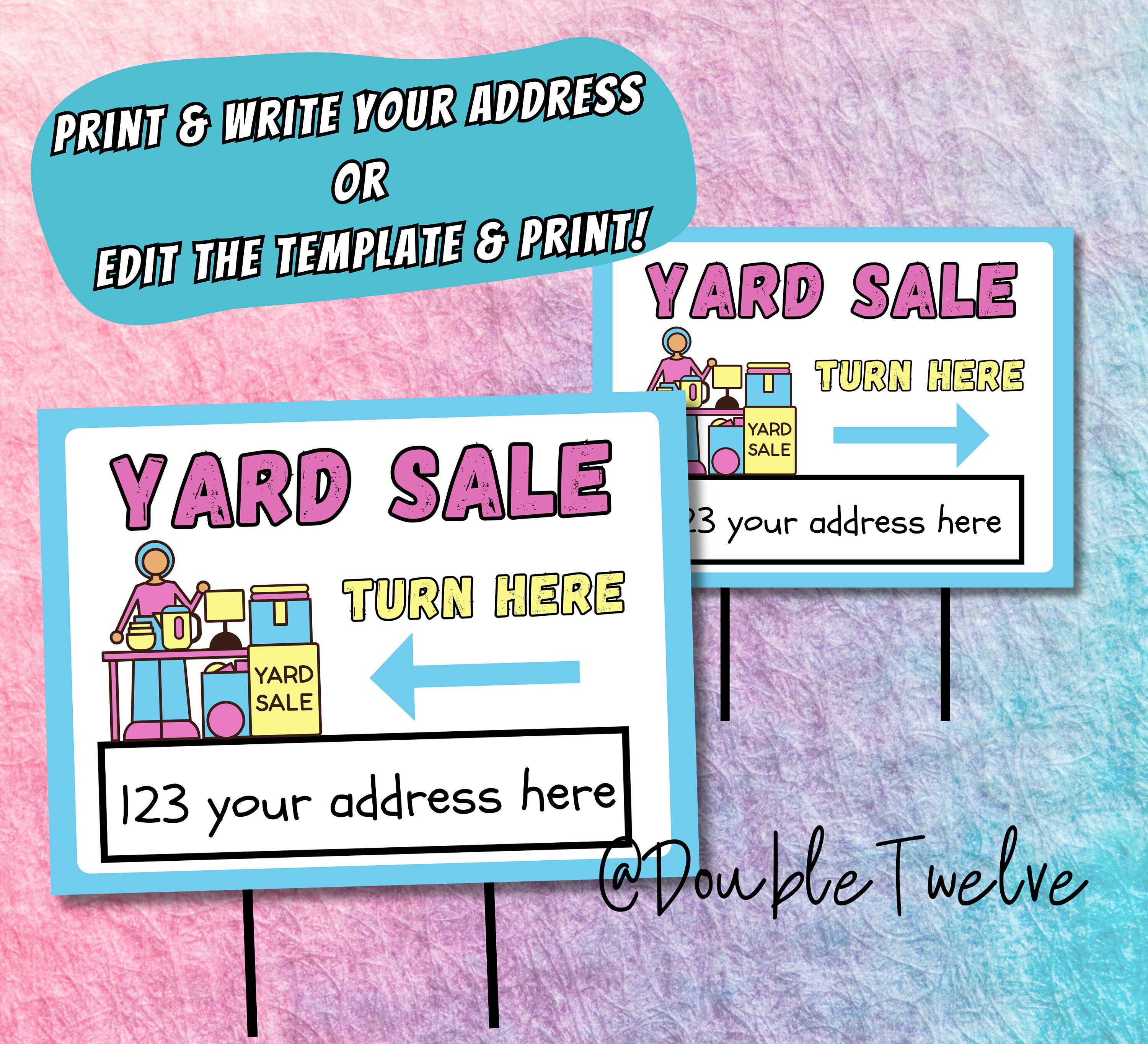 Colorful Garage Sale Poster, DIY Garage Sale Printable, Yard Sale Signs ...
