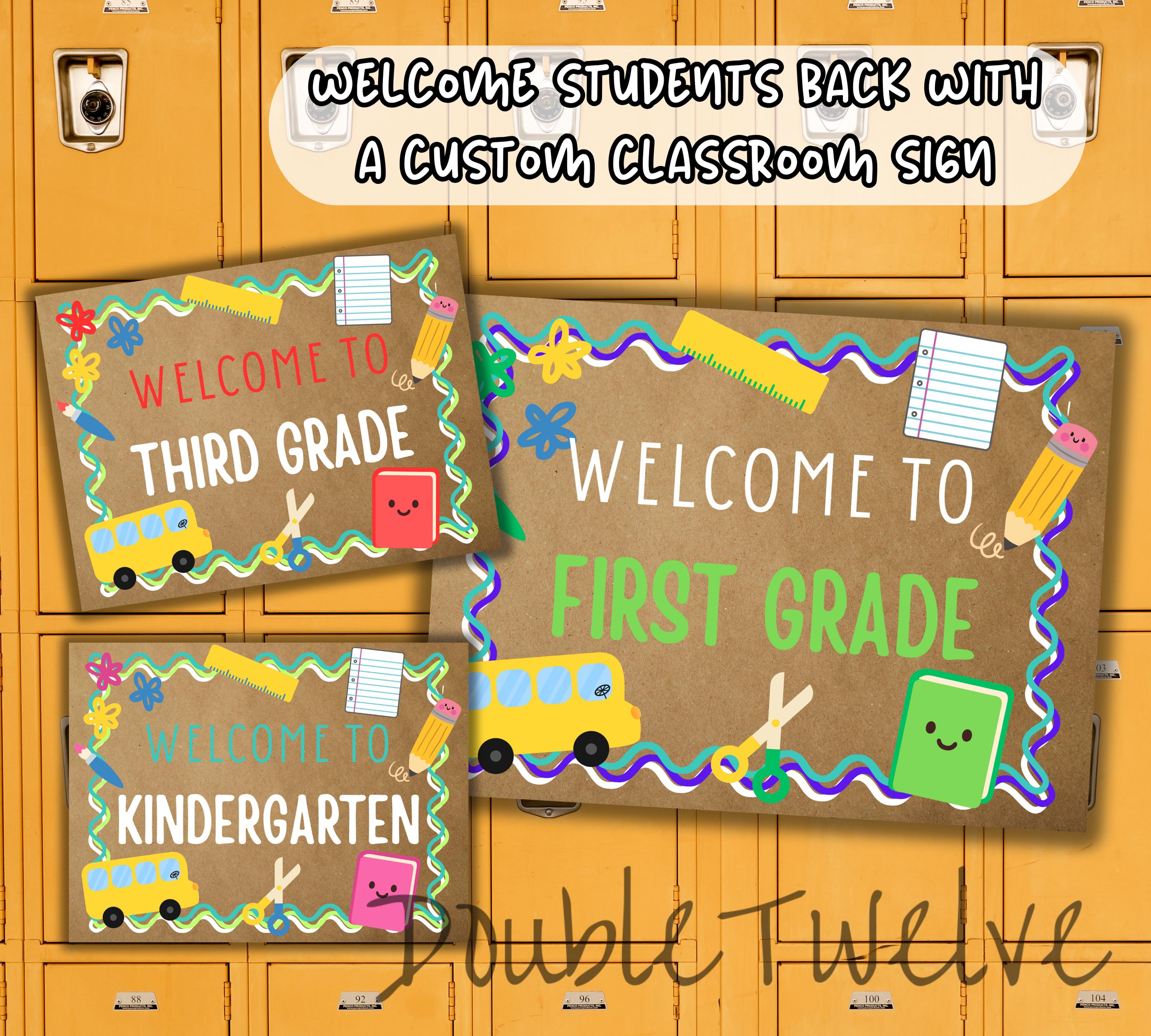First Day of School Mini Banners, Custom Classroom Grade Name Sign ...