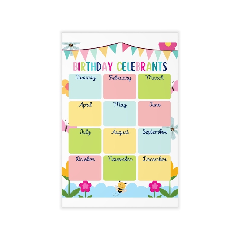 Student Classroom Birthdays Chart Birthday Poster Class - Etsy