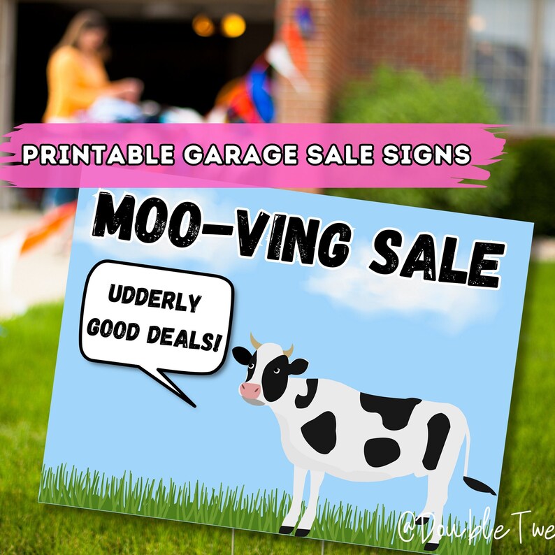 Funny Moving Signs, Garage Sale Printable, DIY Yard Sale Signs, Street ...