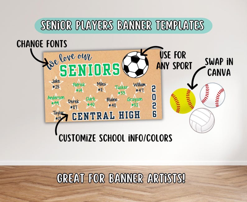 25 Project & Paint Sports Banner Bundle, Game Day, We Love Our Seniors ...