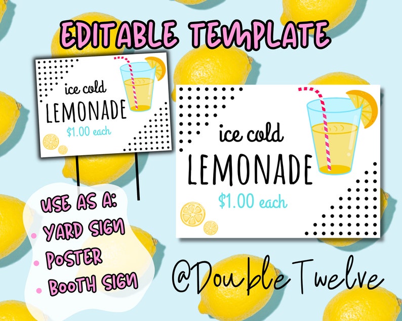 Custom Lemonade Stand Yard Sign, Lemonade Booth Sign, Personalized Kids ...