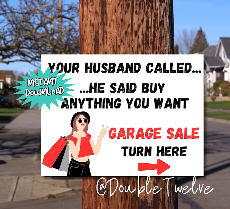 Funny Garage Sale Signs, DIY Yard Sale Signage, Community Neighborhood ...