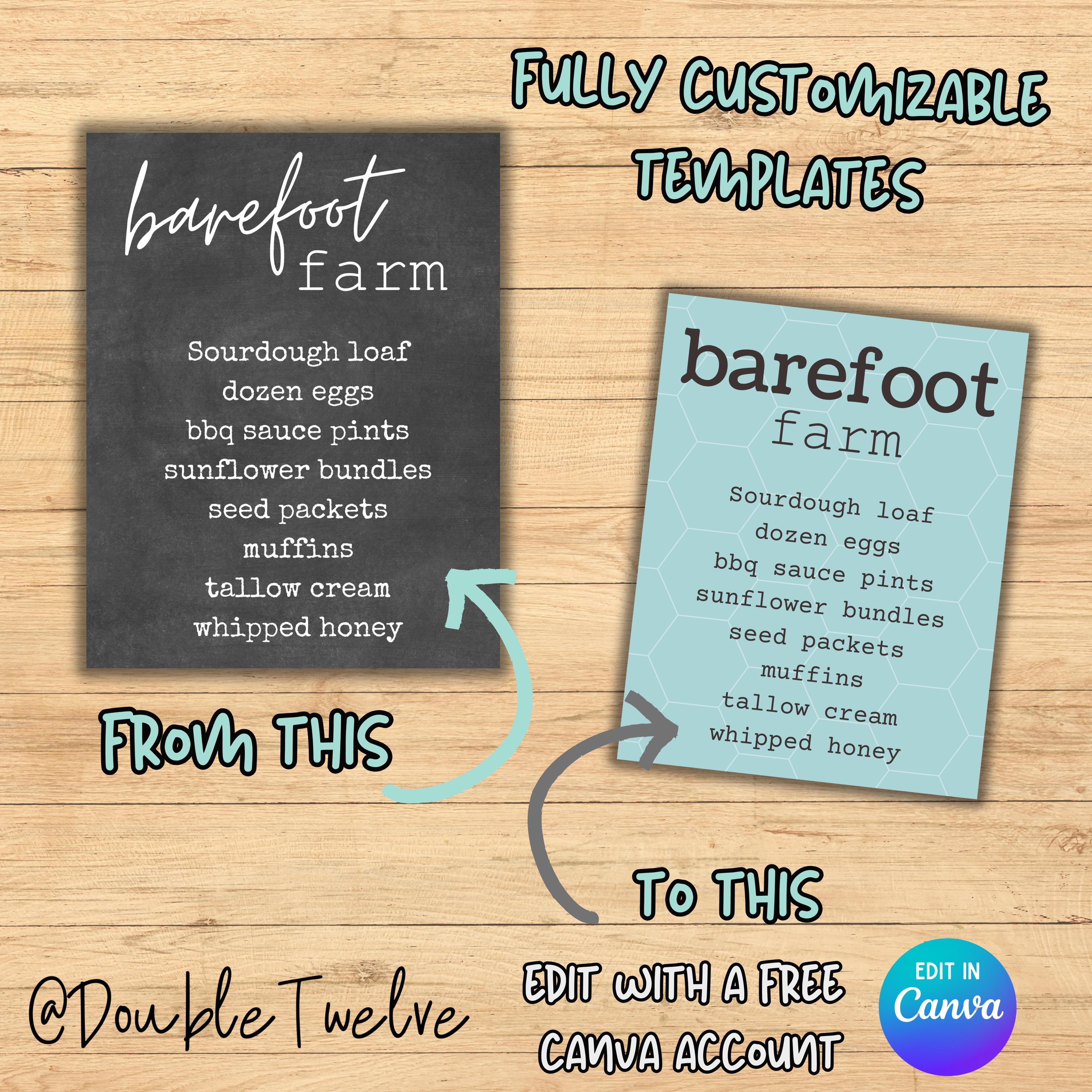 Farm Stand Signs Bundle, Editable Canva Template, Farm Stall Menu ...