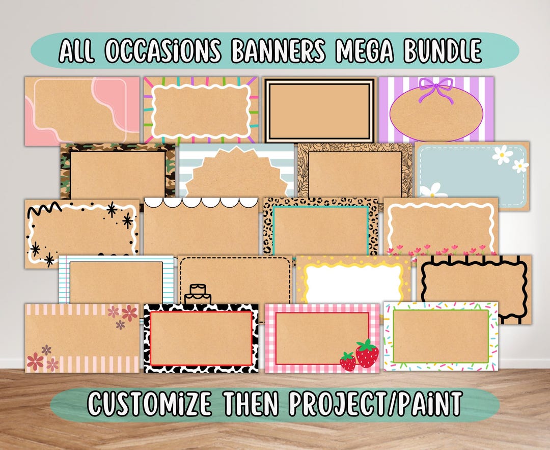 Banner Borders Mega Bundle | Fabric or Paper Banner Canva Templates ...