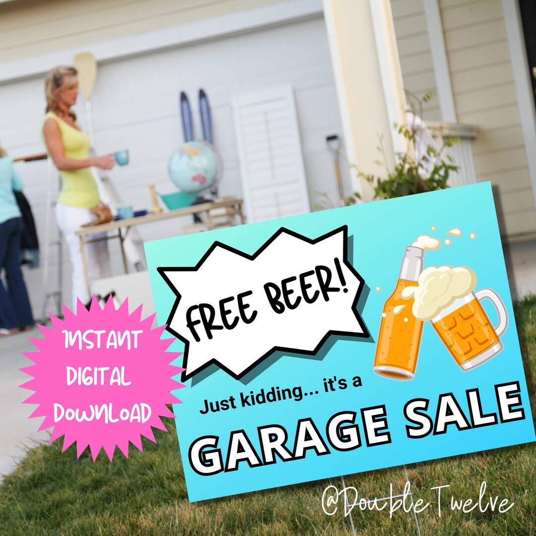 Funny Garage Sale Printable Sign, Instant Digital Download, Ready to ...