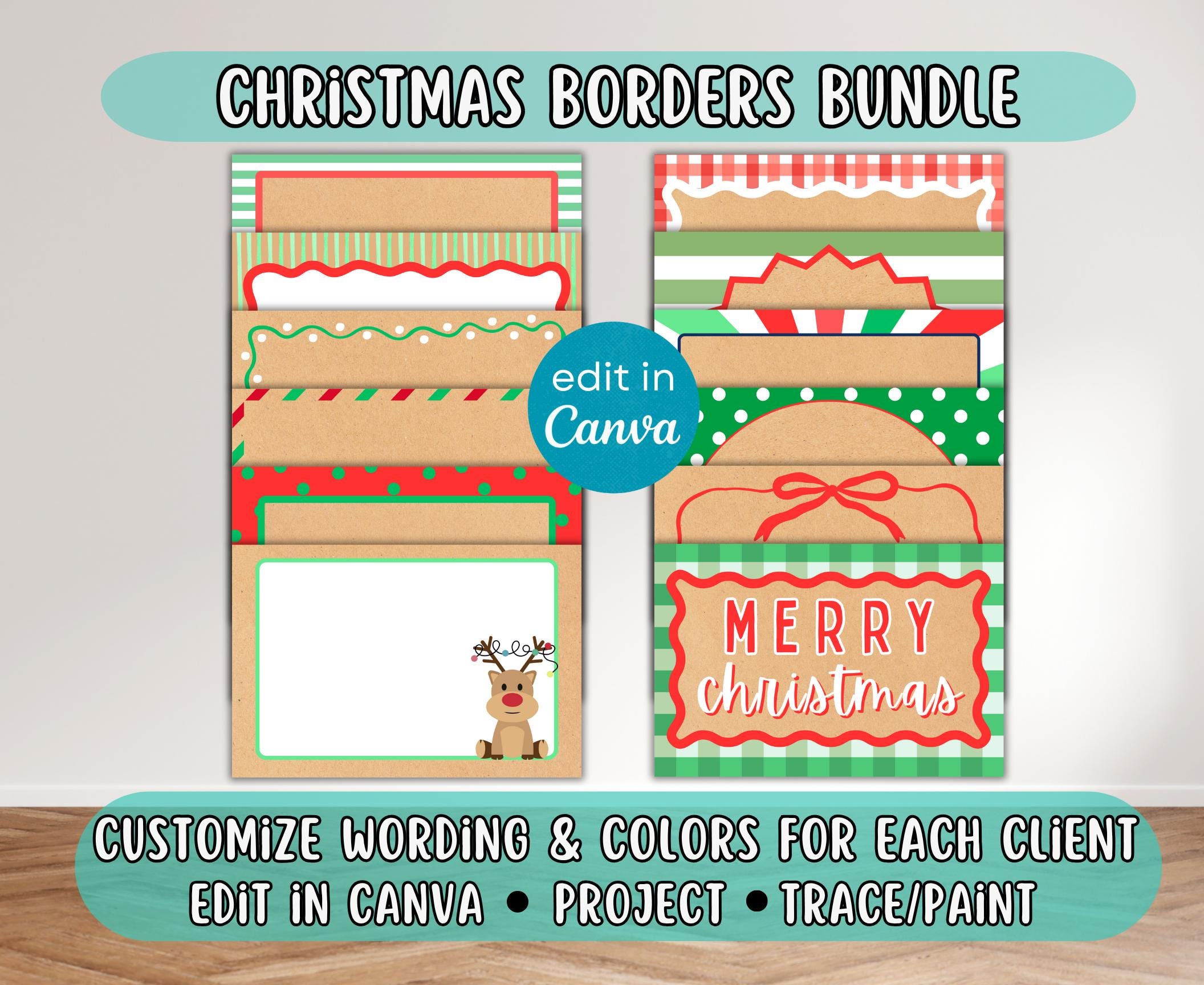Christmas Banner Borders Mega Bundle, Digital Canva Templates for ...