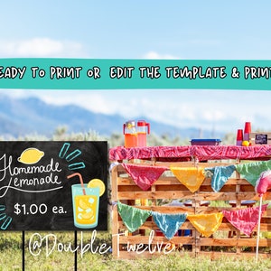 Printable Lemonade Stand Yard Sign, Cute Kids Lemonade Stand DIY ...
