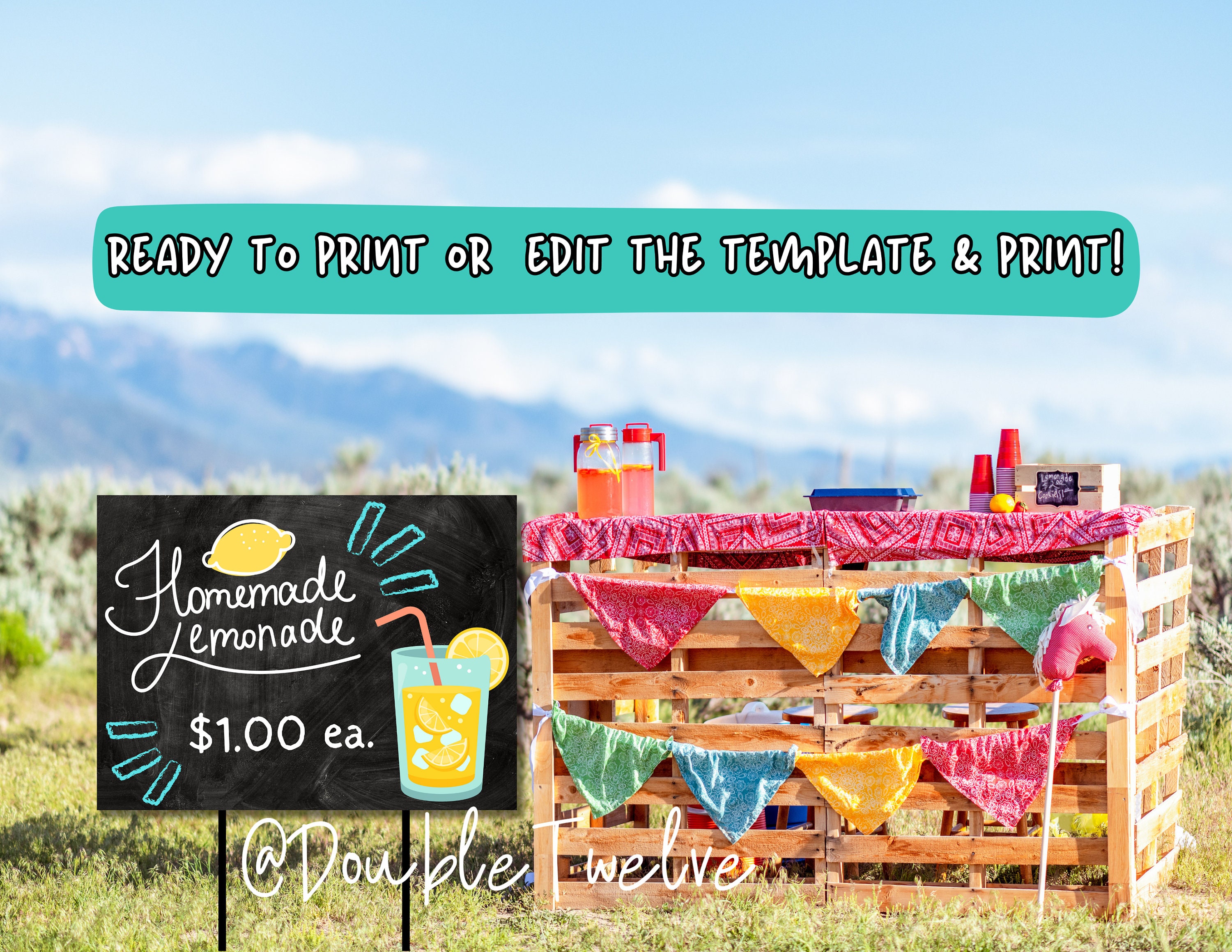 Printable Lemonade Stand Yard Sign, Cute Kids Lemonade Stand DIY ...