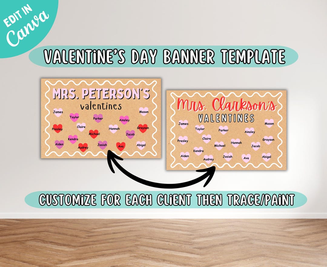 Painted Valentine Banner | Class Names Valentines Day Party Decor ...
