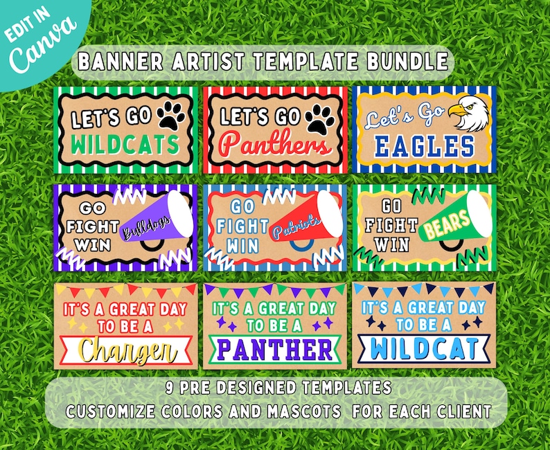 Football Banner Template Mega Bundle, Hand Painted Sign Mockups ...