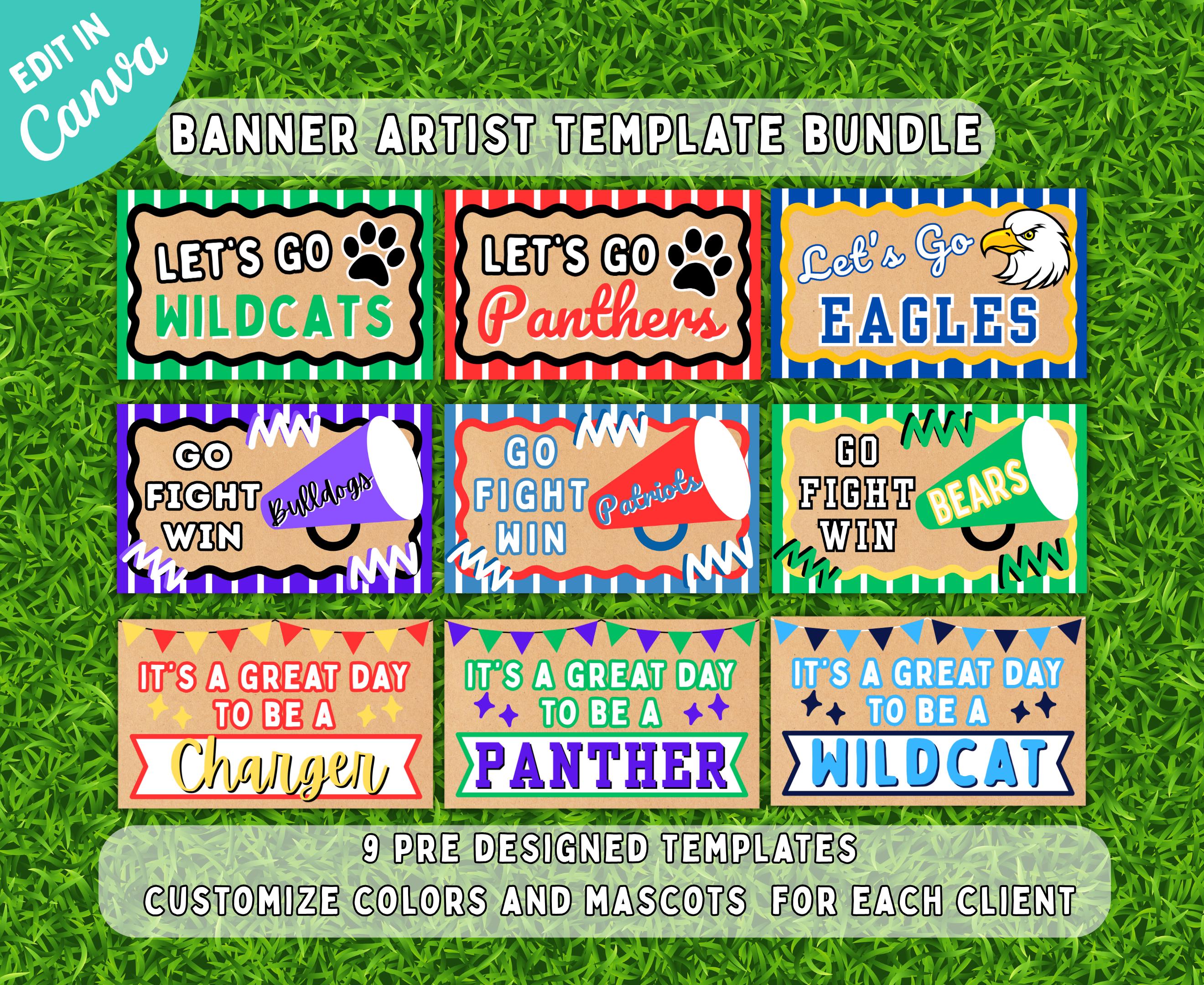 Football Banner Template Mega Bundle, Hand Painted Sign Mockups ...