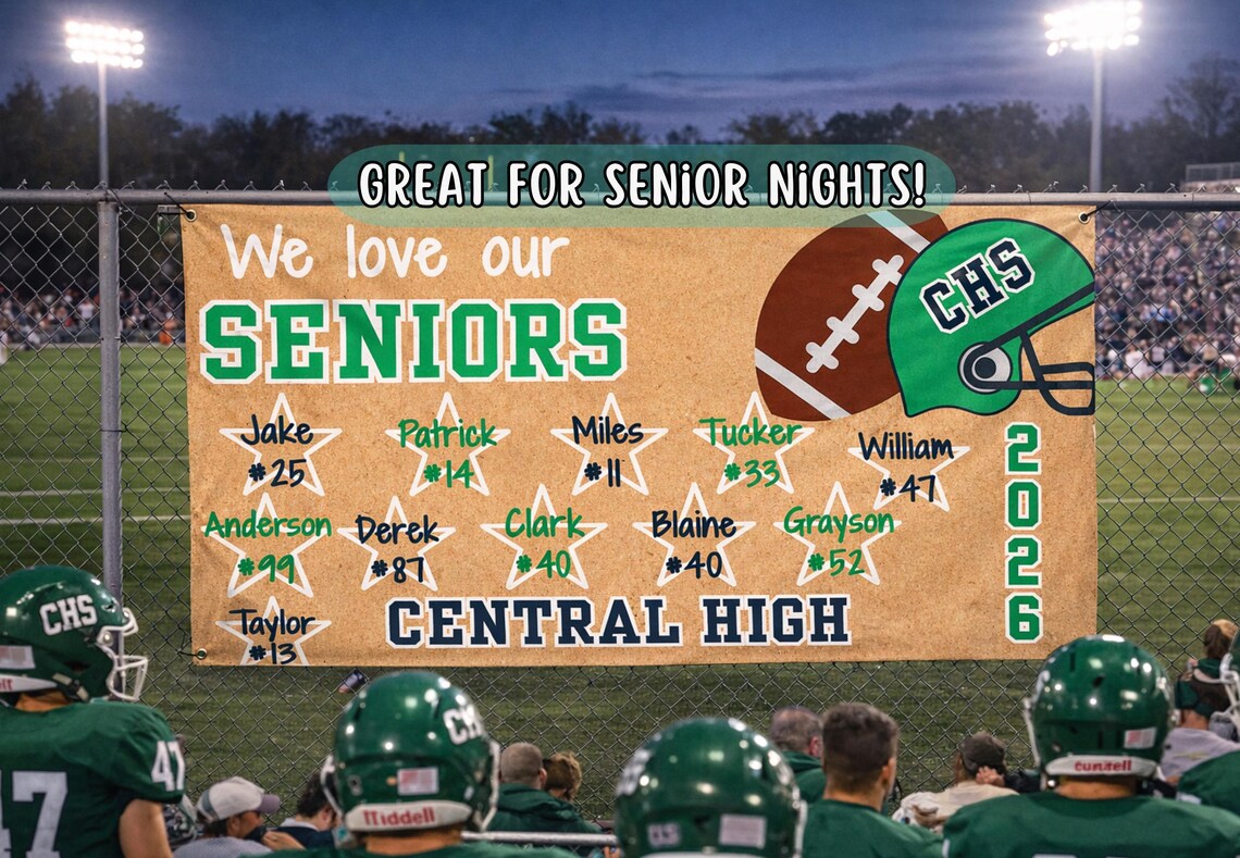Senior Night Banner Bundle, We Love Our Seniors Poster, Football ...
