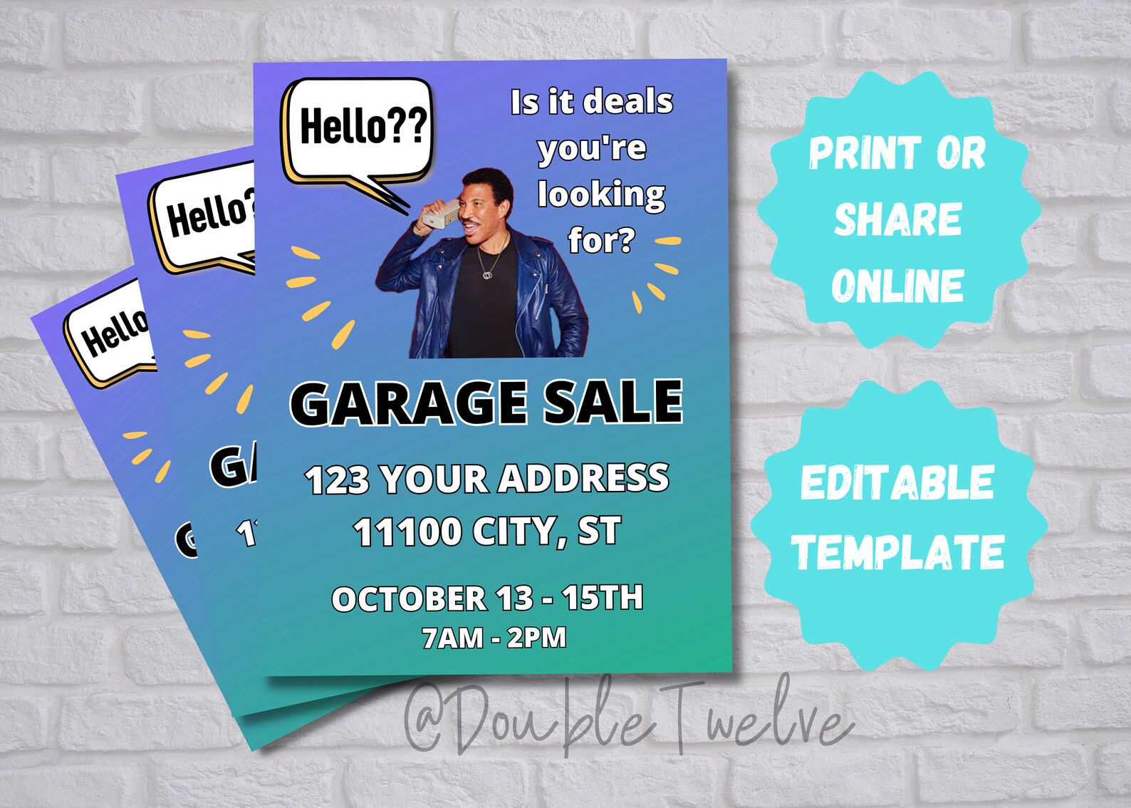 Funny Garage Sale Bundle, Custom Flyer and Yard Sign, Editable Template ...