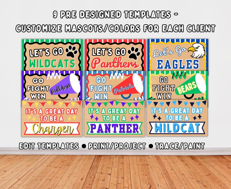 Football Banner Template Mega Bundle, Hand Painted Sign Mockups ...