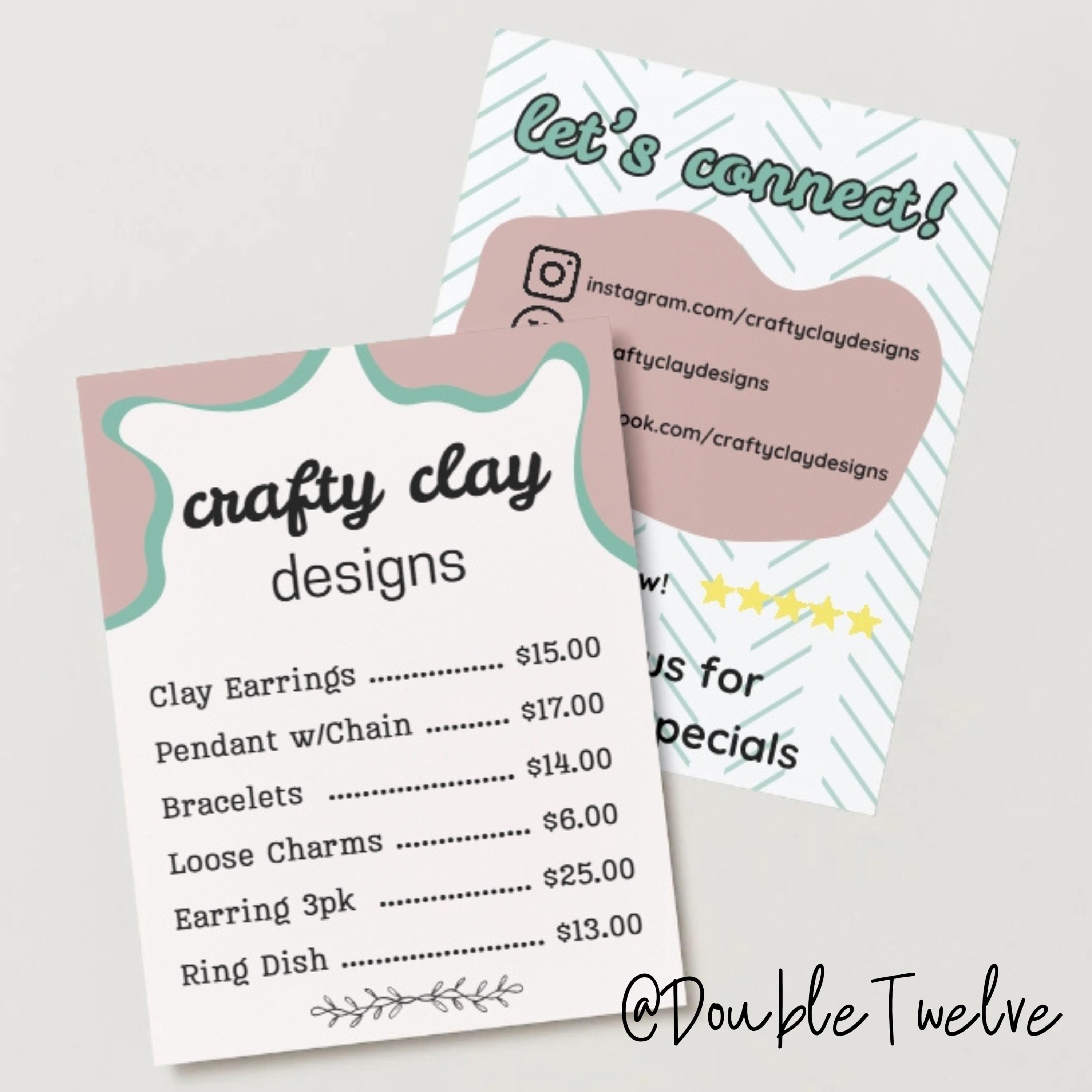 Clay Jewelry Shop Sign, Printable Craft Fair Vendor Booth Trade Show ...