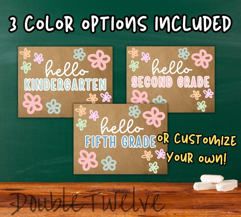Brown Paper Mini Banner Back to School, Classroom Grade Sign Template ...