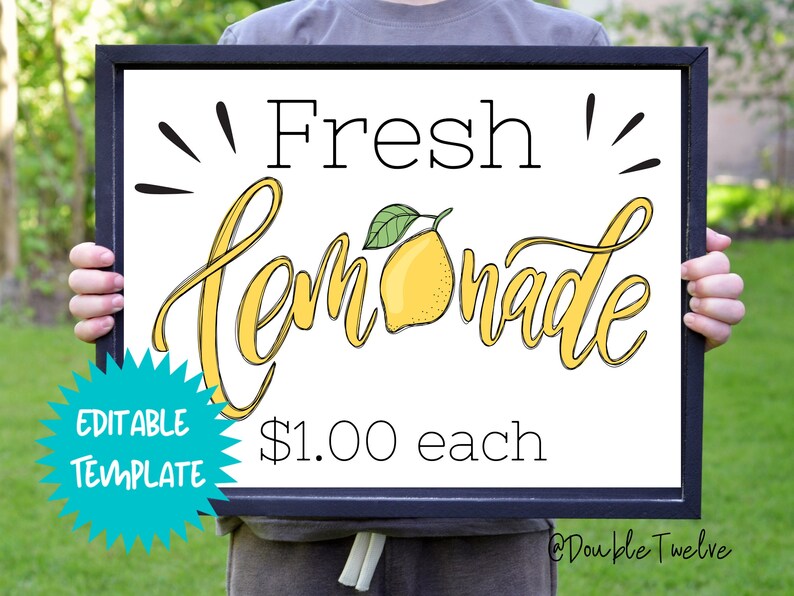 Printable Lemonade Stand Sign, DIY Kid Lemonade Stand, Mobile Bar Cart ...