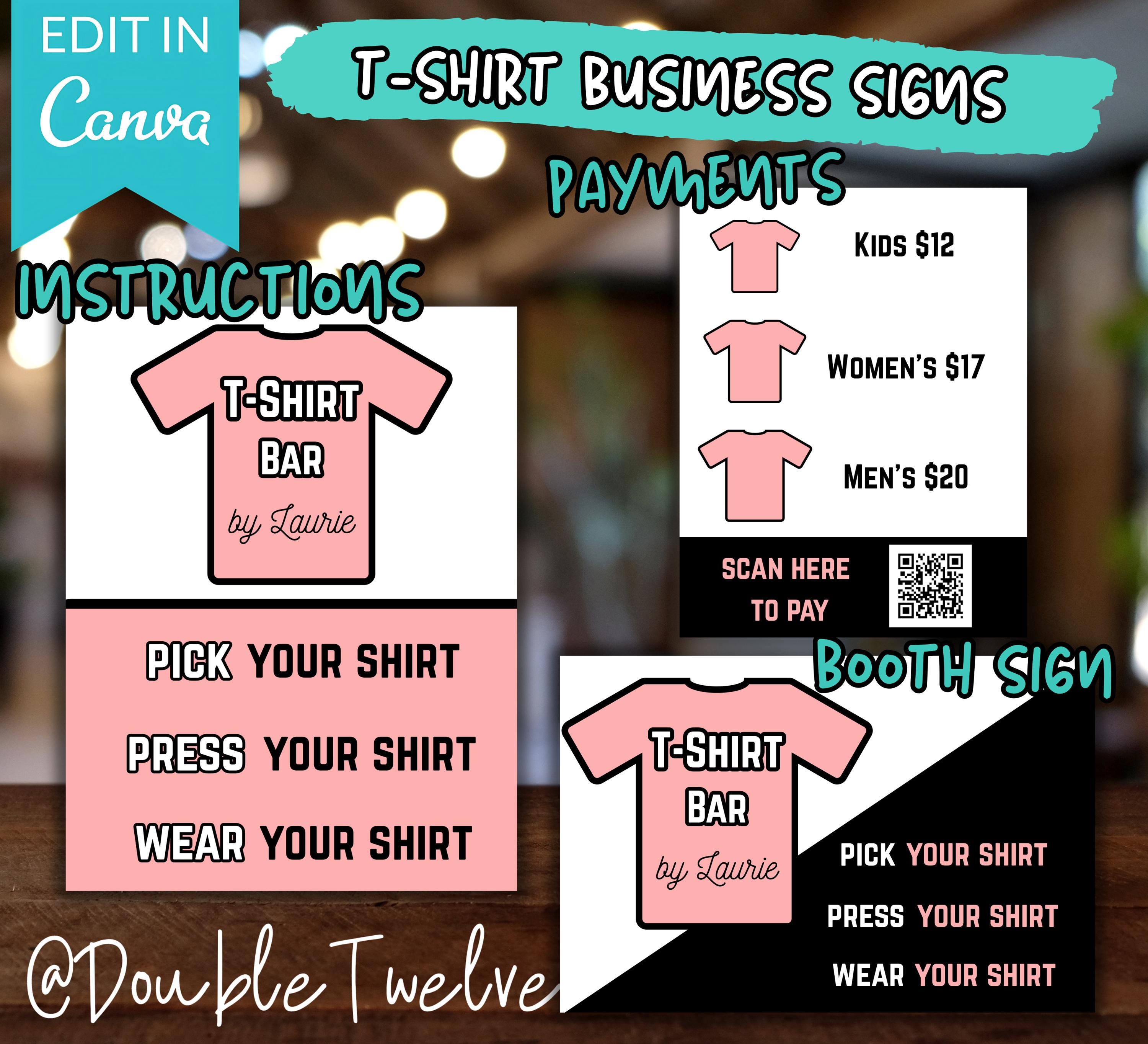 T-shirt Bar Business Signs, Mobile Shirts Craft Fair Booth, Farmers ...