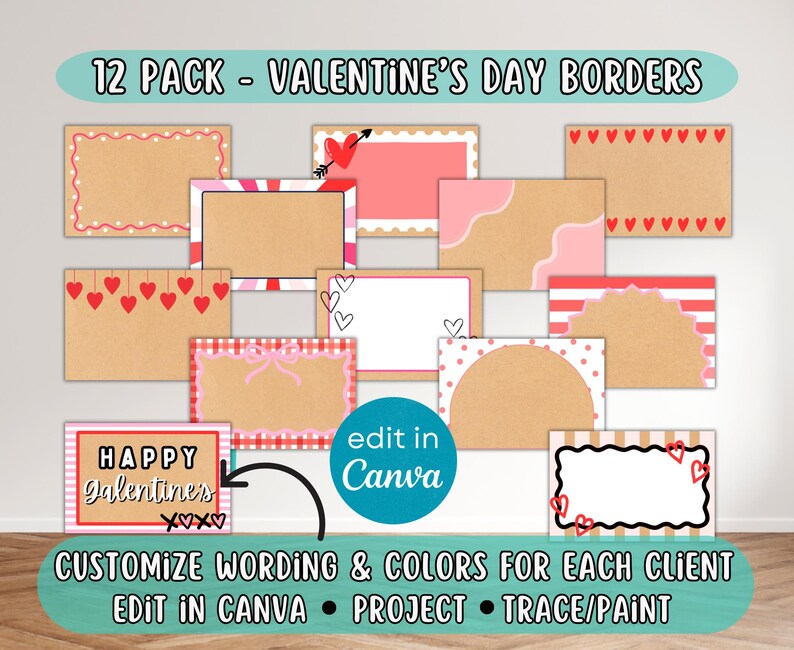 Happy Valentine's Day Banner Bundle, Canva Digital Banner Templates ...
