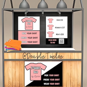 T-shirt Bar Business Signs, Mobile Shirts Craft Fair Booth, Farmers ...