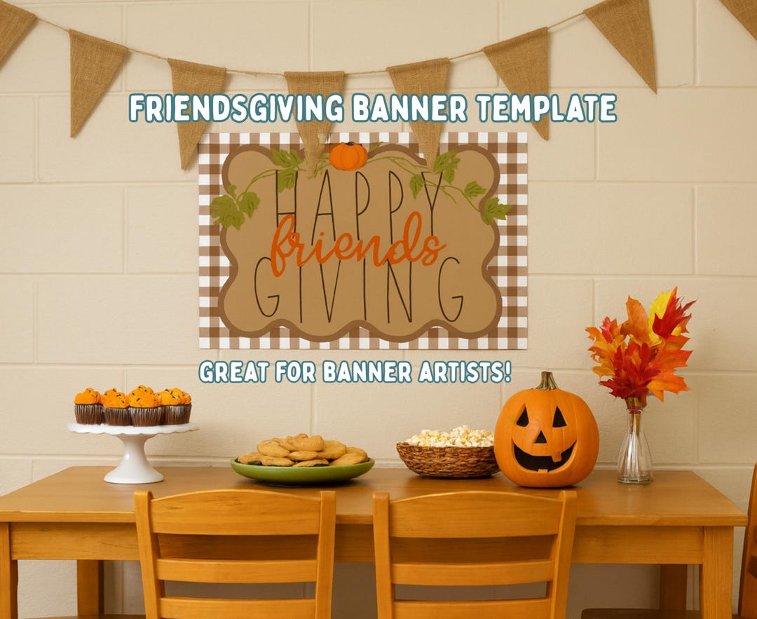 Happy Friendsgiving Banner | Painted Friendsgiving Banner Party Decor ...