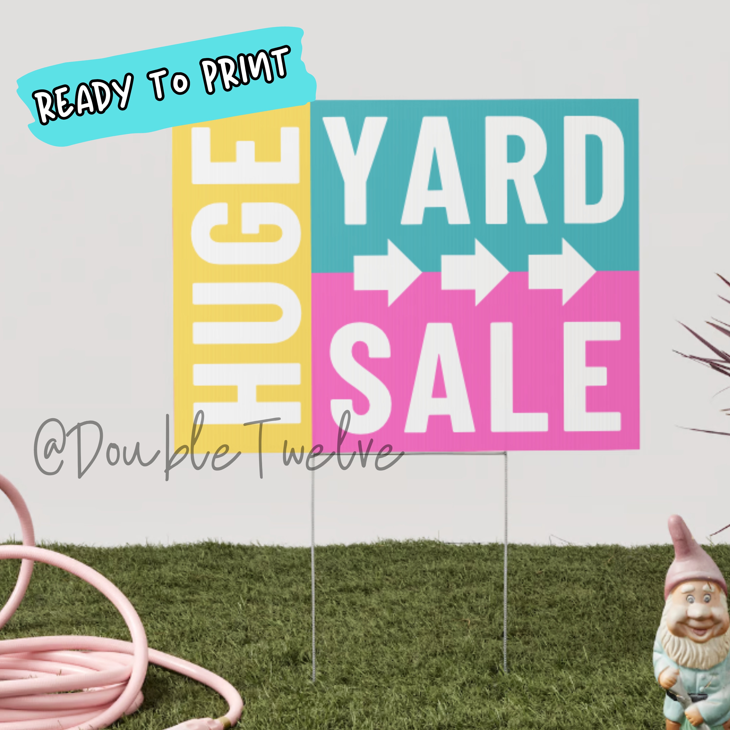 Bright Garage Sale Yard Sign, Community Sale Signs, Instant Digital ...