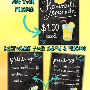 Lemonade Stand Poster & Pricing Sign Bundle, Editable Canva Template, Summer Kids Booth ...