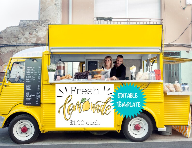 Printable Lemonade Stand Sign, DIY Kid Lemonade Stand, Mobile Bar Cart ...