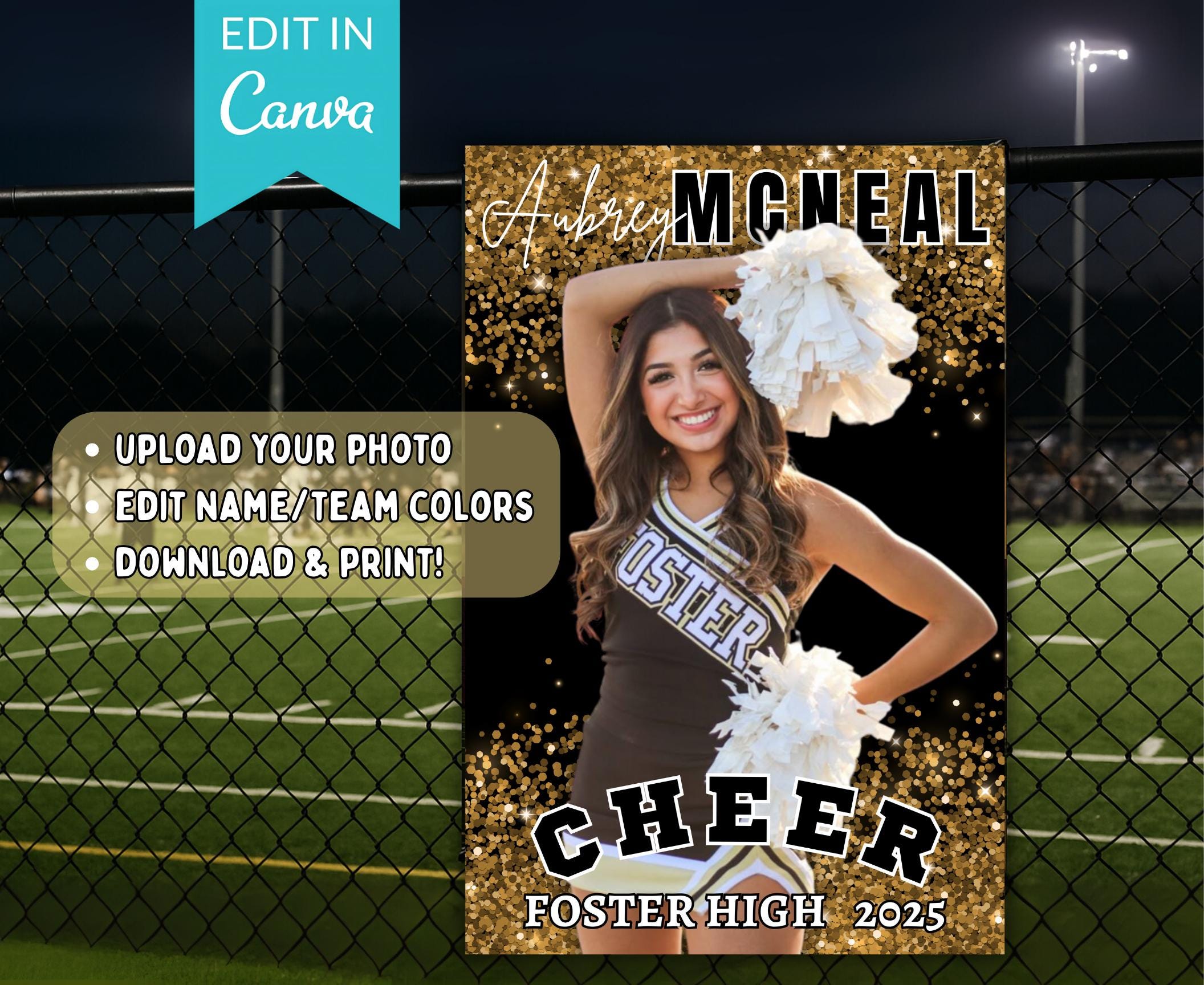 Senior Night Poster Canva Template, Cheer Band Dance Drill Team Sports ...