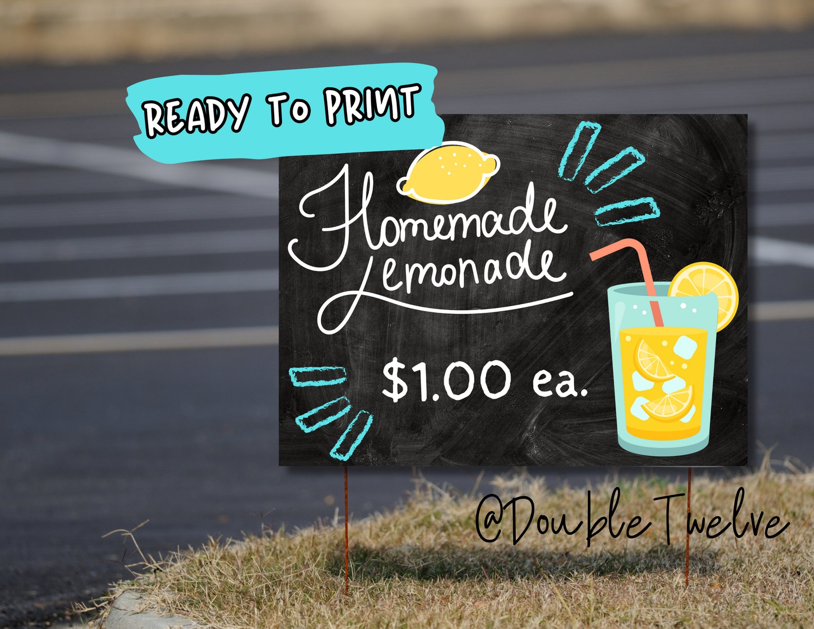 Printable Lemonade Stand Yard Sign, Cute Kids Lemonade Stand DIY ...