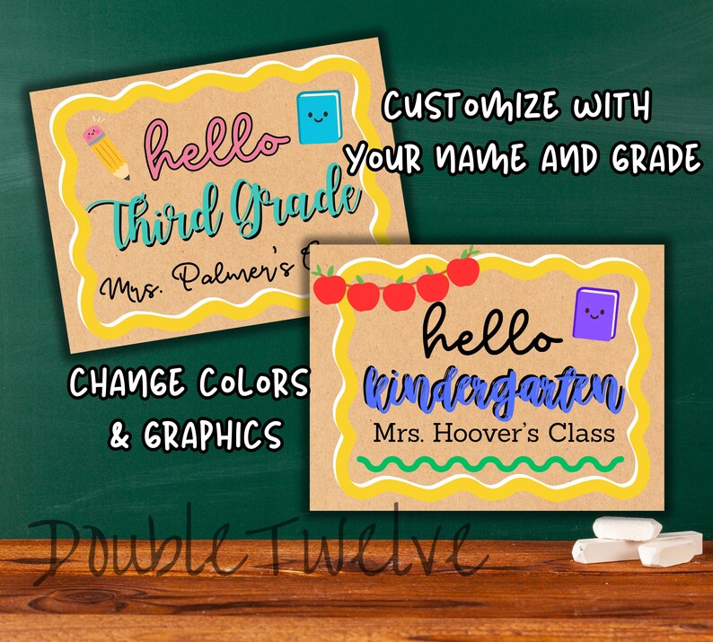 Back to School Poster Template 2 Pack, First Day of School Welcome Sign ...