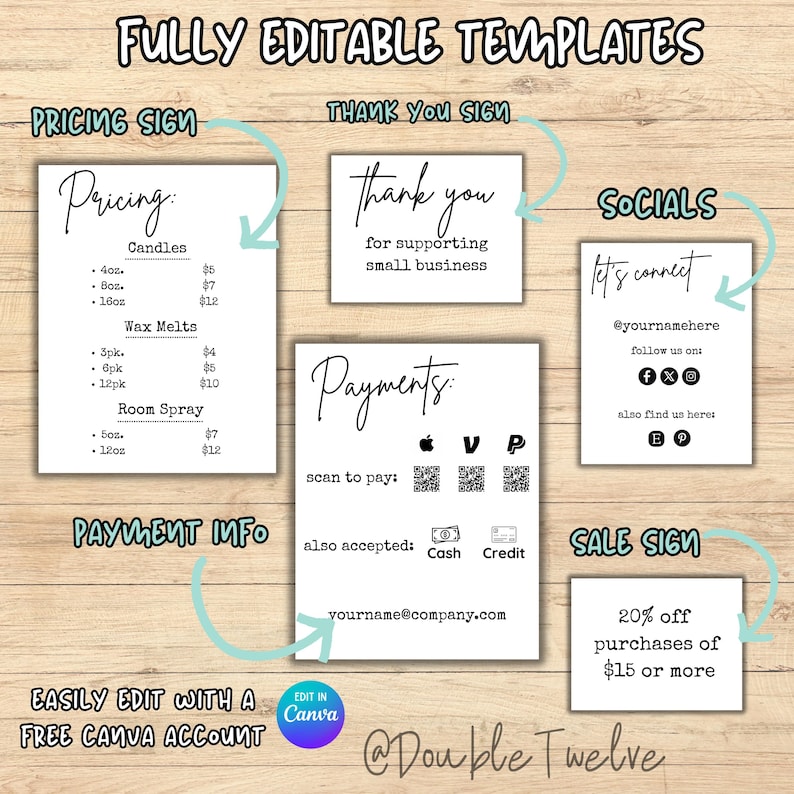 Vendor Booth Sign Kit, Instant Editable Canva Template, Craft Fair ...