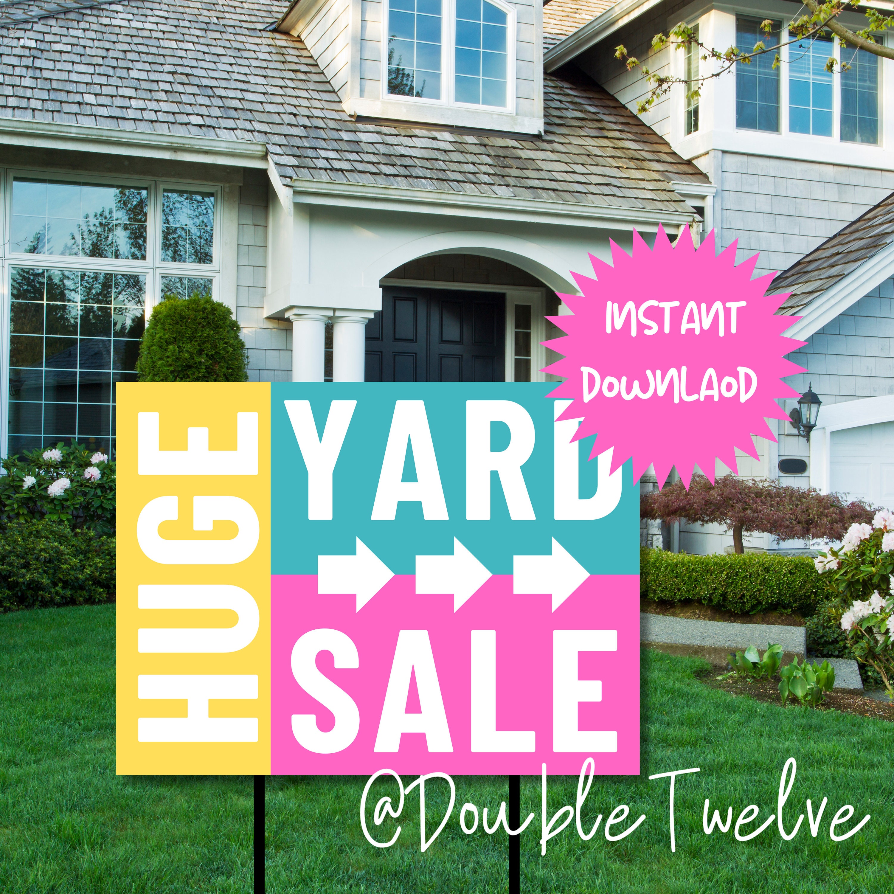 Bright Garage Sale Yard Sign, Community Sale Signs, Canva Editable ...
