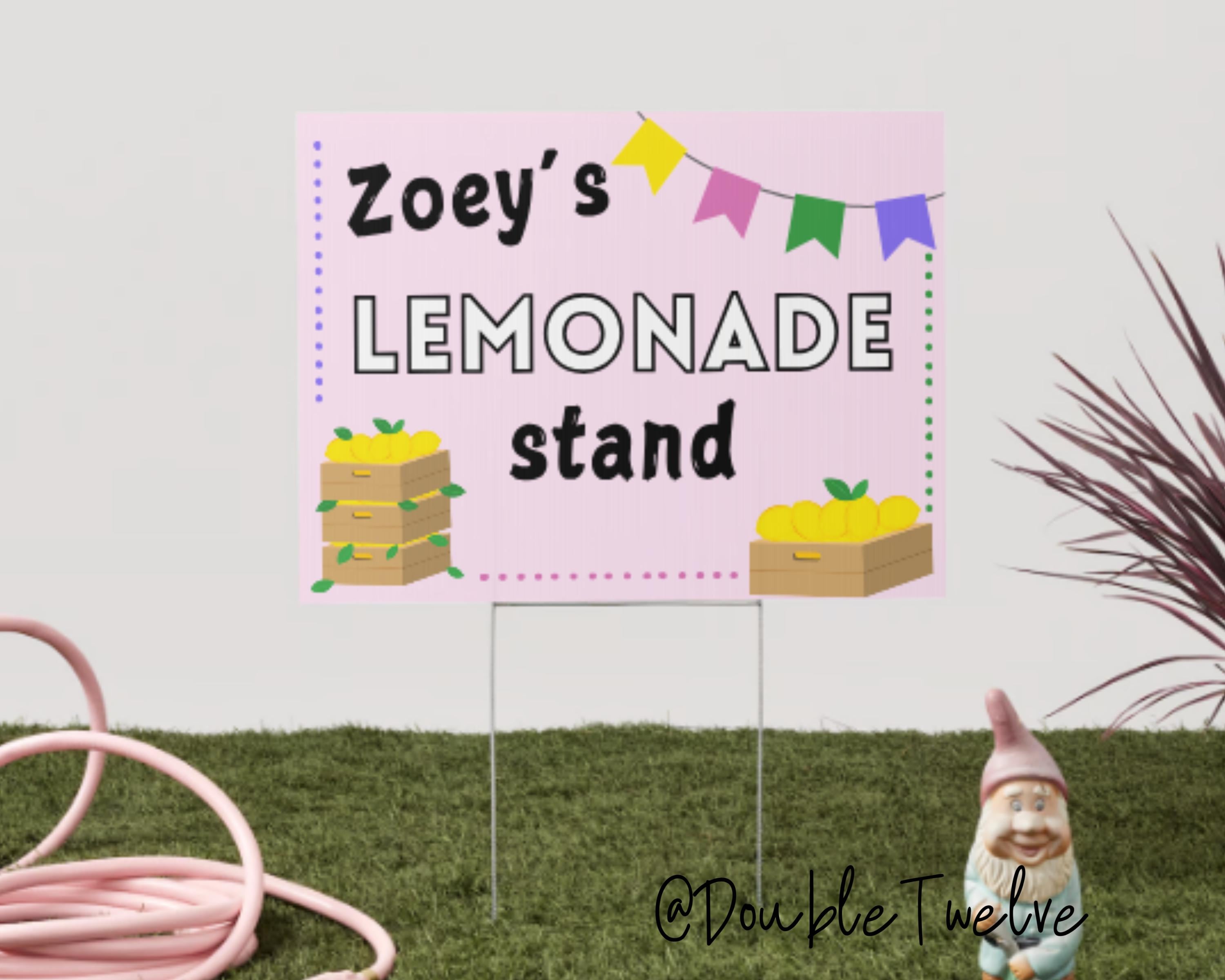 Custom Name Lemonade Stand Sign, DIY Lemonade Booth Poster, Lemonade ...