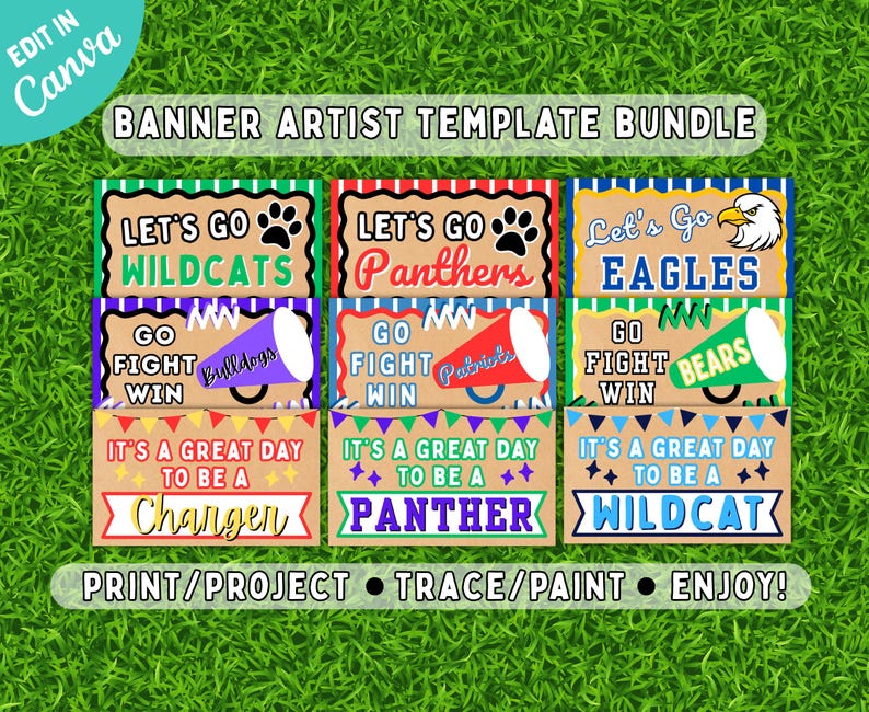 Football Banner Template Mega Bundle, Hand Painted Sign Mockups ...